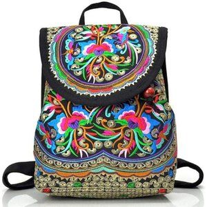 Bags | Vintage Embroidered Women Backpack Ethnic Travel Handbag ...